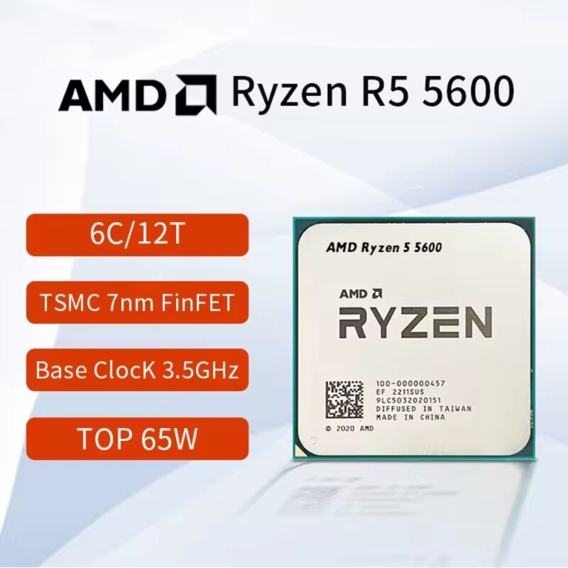 Processador para CPU AMD Ryzen 5 R5 5600 3,5 GHz 6 núcleos 12 thread 7NM L3 = 32M 100-000000927 ...